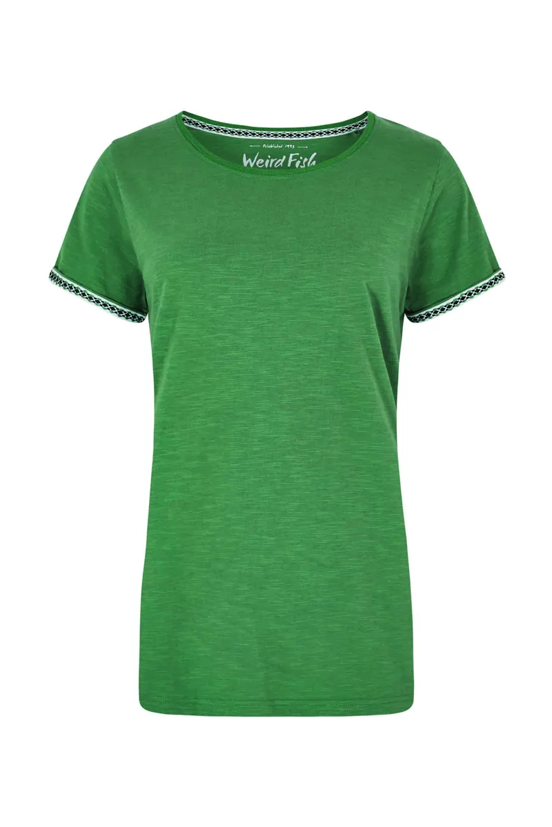 Weird Fish Teya Organic Outfitter Cotton Tee in Dark Jade