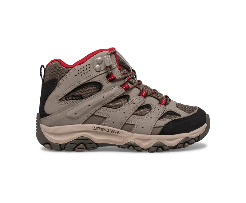 Merrell Moab 3 Mid Waterproof Boot Big Kids in Boulder/Red UK6
